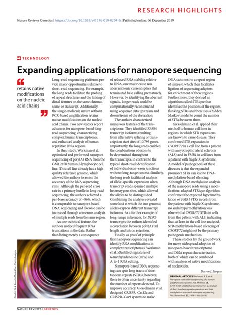 Expanding Applications For Nanopore Sequencing Pdf Dna Sequencing Microsatellite