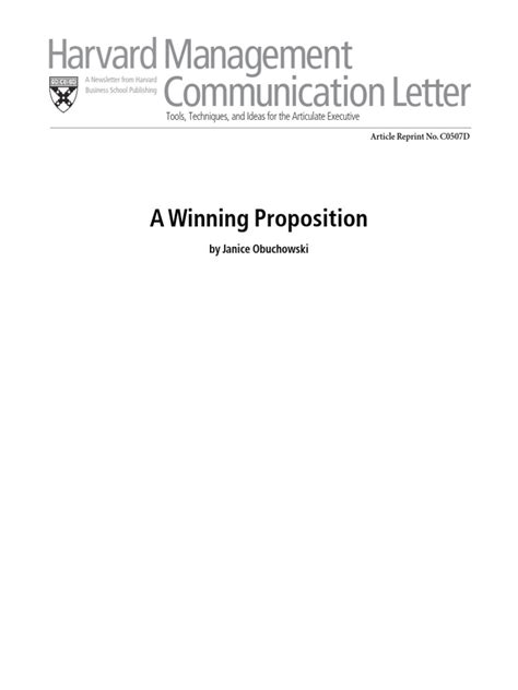 A Winning Proposition Pdf Customer