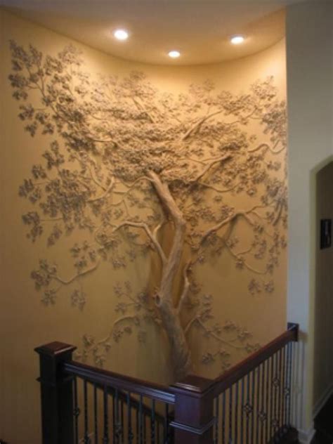 Дерево на стене Идеи декора интерьера Diy Brick Wall Wall Sculptures Plaster Wall Art