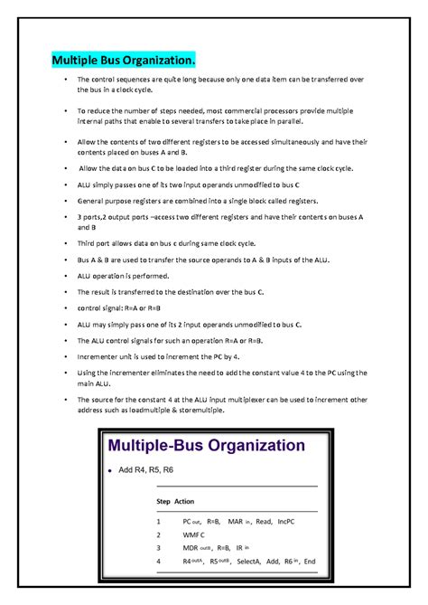 Multiple BUS Organization The Control Sequences Are Quite Long Because Only One Data Item