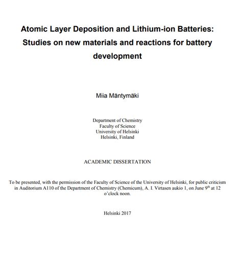 Atomic Layer Deposition For Lithion Ion Batteries