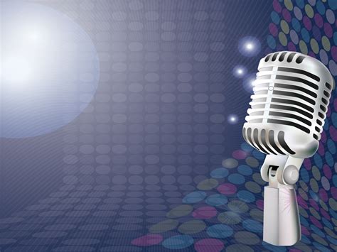Modern Microphone Powerpoint Templates Blue Music Backgrounds