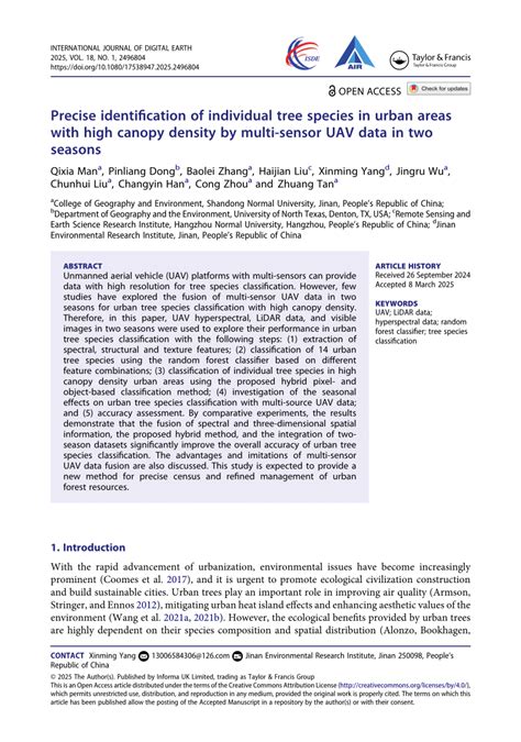 Pdf Precise Identification Of Individual Tree Species In Urban Areas With High Canopy Density