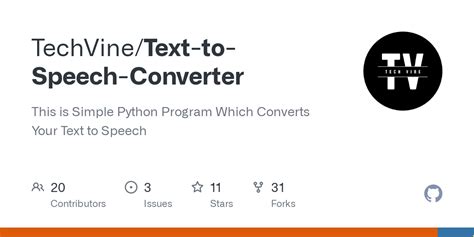 Github Techvinetext To Speech Converter This Is Simple Python