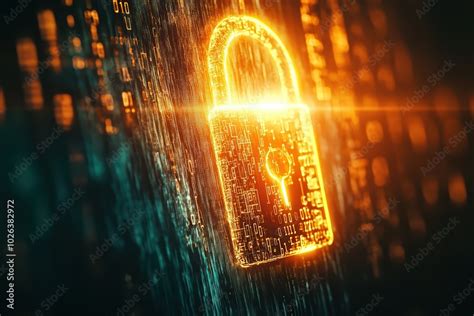 Stunning Digital Lock Symbolizing Cybersecurity And Data Protection In A Vibrant Technology