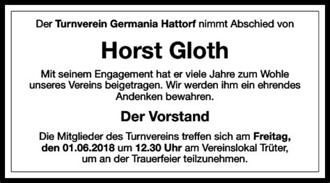 Traueranzeigen Von Horst Gloth Harztrauerde
