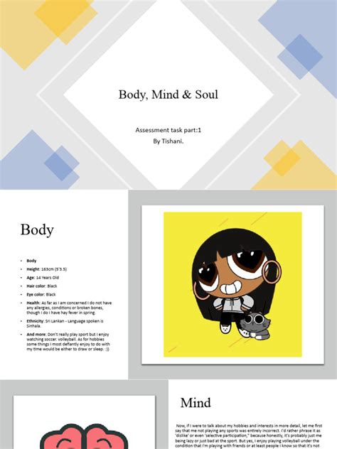 Re Assessment Mind Body And Soul About Me Pdf