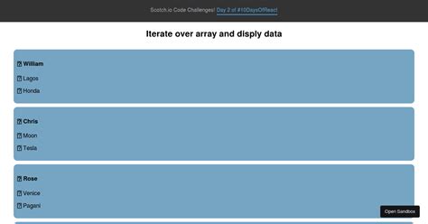 Challenge 2 Loop Over Array Data Starter Codesandbox