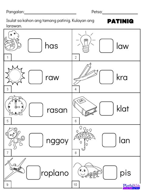 Isulat Ang Tamang Patinig Worksheet 1st Grade Workshe