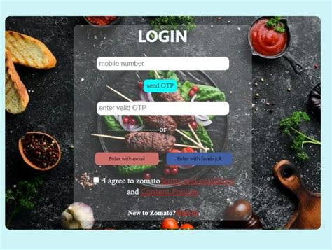 Login Page For Food Delivery App Using Html And Css Yerra Prashanth