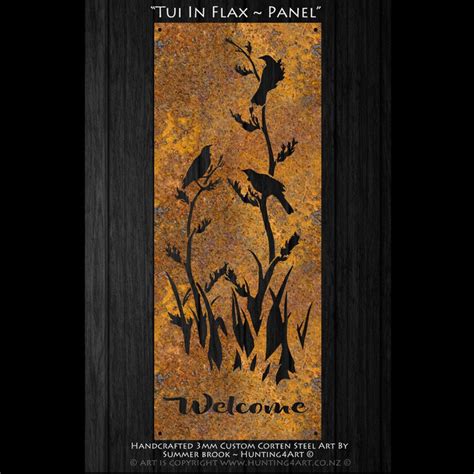 Tui In Flax Panel Handcrafted Custom Corten Steel Art Hunting4art