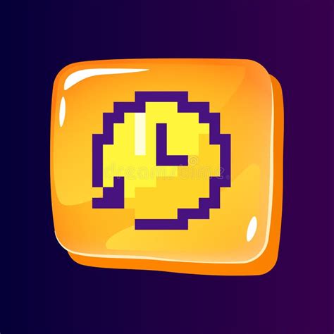 Timer Update Glossy Ui Button With Pixelated Color Icon Stock Vector
