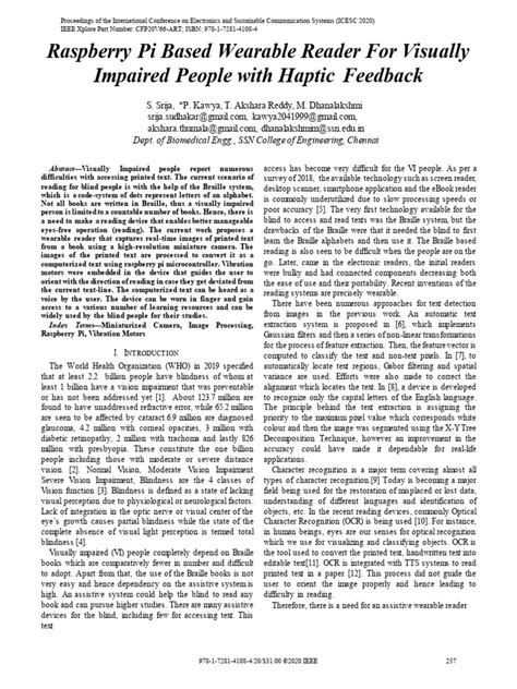 Raspberry Pi Based Wearable Reader For Visually Impaired People With