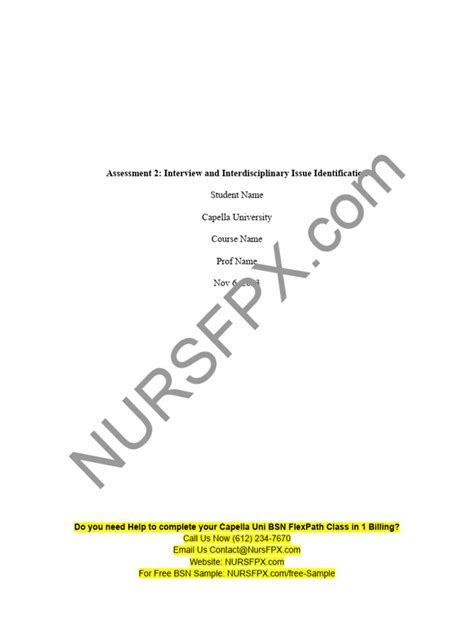 Nurs Fpx 4010 Assessment 2 Interview And Interdisciplinary Issue Identification Download Free