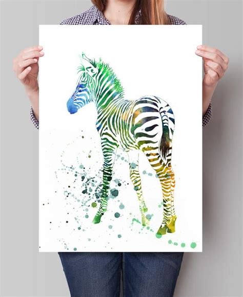 Zebra Aquarel Aquarel Kunst Zebra Art Print Zebra Afdrukken Etsy