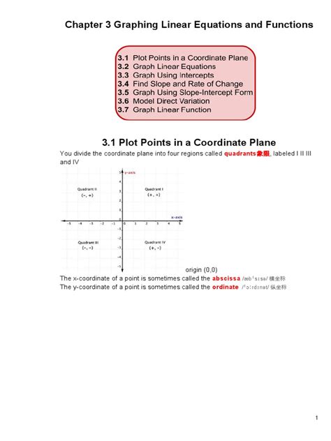 Chapter 3 Graphing Linear Equations And Functions Pdf Function