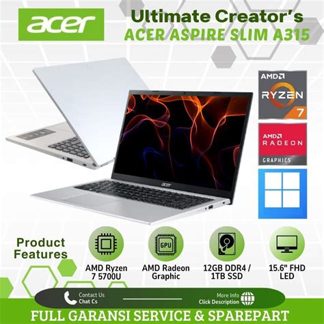 Jual Laptop Gaming Murah Baru Acer Aspire A Amd Ryzen U Gb Ddr Tb Ssd Fhd Radeon