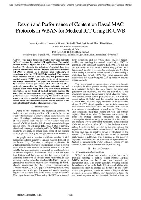Pdf Design And Performance Of Contention Based Mac Protocols In Wban For Medical Ict Using Ir Uwb