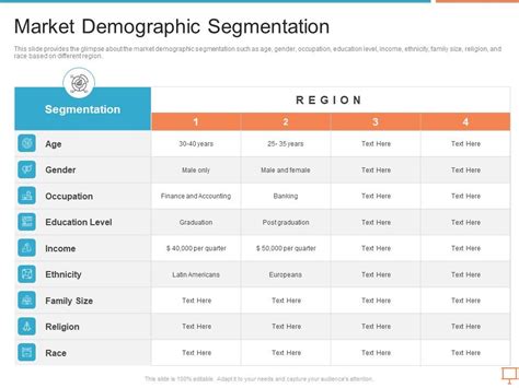 Summary Of Regional Marketing Strategy Market Demographic Segmentation Diagrams Pdf