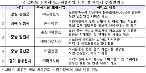 복지부 Ai 등 혁신기술 결합 사회서비스 사업 수행할 기술·지역 선정 뉴스1코리아