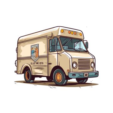 Usps Mail Truck Vector Sticker Clipart Cartoon Food Truck In A White