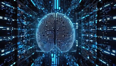 Premium AI Image Abstract Mix Of AI Human Brain CPU Big Data And