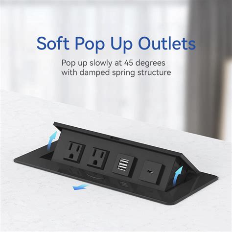 Pop Up Power Strip With Usb C Port Recessed Power Cord Ring Socket Hub Connection Box Desktop