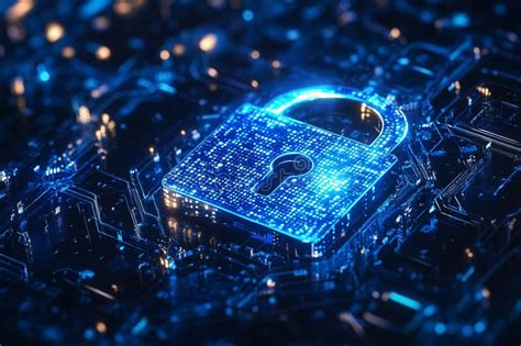 Tech Theme With Blue Tones And Detailed Graphics Featuring A Digital Lock And Binary Code
