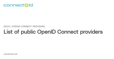 openid connect providers · docs · connect2id