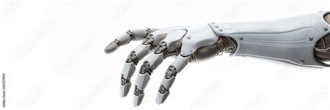 Cyborg Hand Finger Pointing Technology Of Artificial Intelligence Steel Futuristic Arm Type