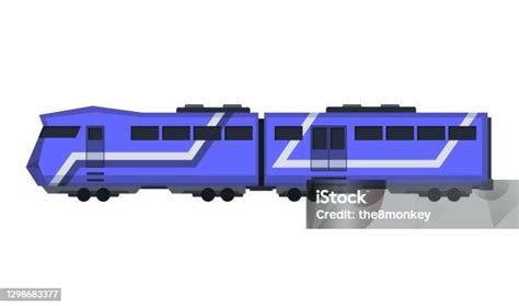 승객 익스프레스 열차 철도 마차 만화 지하철 또는 고속 열차 웹 디자인 또는 게임 장면에 대한 벡터 아이콘 경관에 대한 스톡