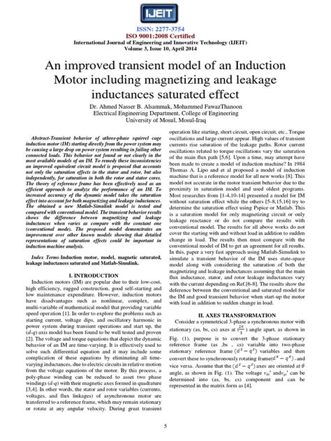 An Improved Transient Model Of An Induction Motor Including Magnetizing And Leakage Inductances