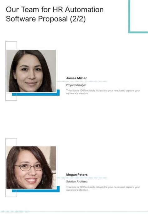 Our Team For Hr Automation Software Proposal One Pager Sample Example
