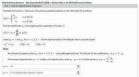 Solved Part 1 Find The Eigenfunction Expansion Consider