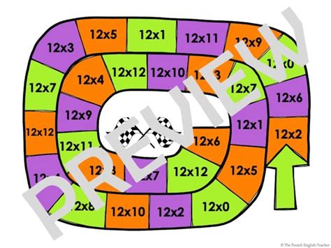 Set Of 10 Board Games On The 12 Times Table By The French English Teacher