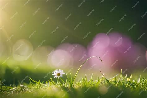 Premium Ai Image A Daisy In The Grass With A Blurred Background