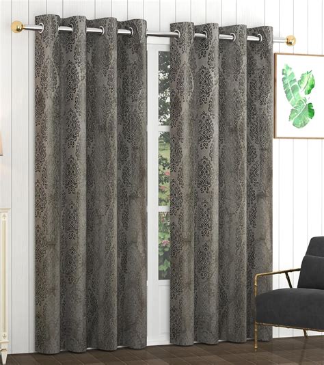 Buy Fresh From Loom Supreme Embossed Velvet Paisley Opaque Curtains For