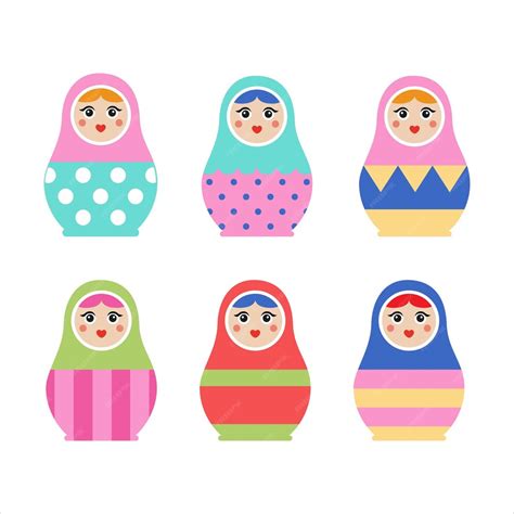 Premium Vector Matryoshka Traditional Russian Doll Graphic Set Of