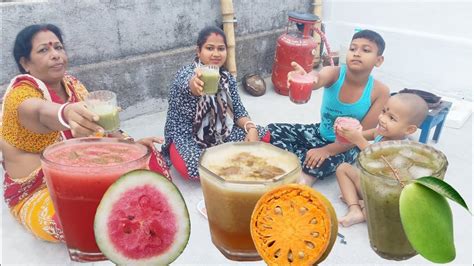 গরম 🔥কালে দারুন ৩টি সরবত মন ঠান্ডা🌝 আম পান্না বেলের পান্না তরমুজের সরবত Youtube