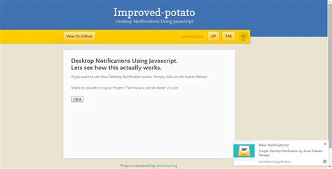 Github Amarlearningimproved Potato Desktop Notifications Using Javascript Want To See How