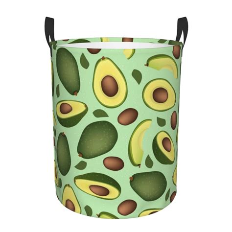 Bingfone Avocado With Seeds Waterproof Foldable Laundry Hamper Bucket With Handles For Storage
