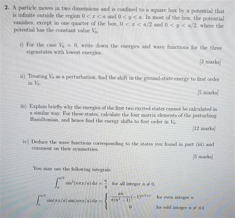 Solved Particle Moves In Two Dimensions And Is Confi