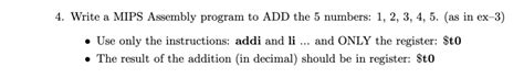 Solved 4 Write A Mips Assembly Program To Add The 5