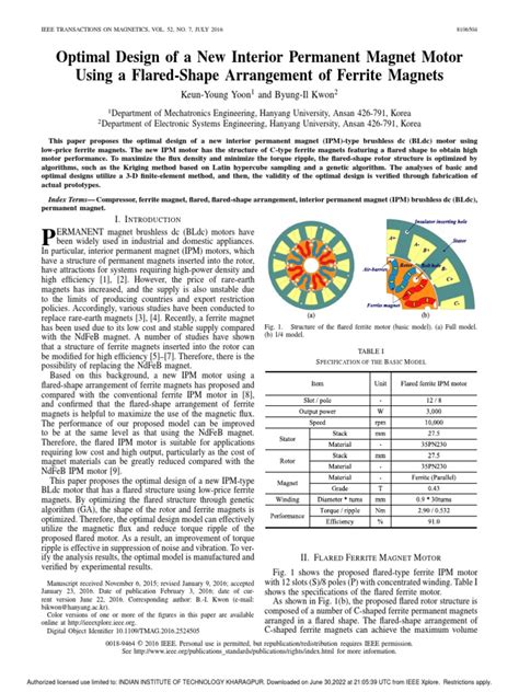 Optimal Design Of A New Interior Permanent Magnet Motor Using A Flared