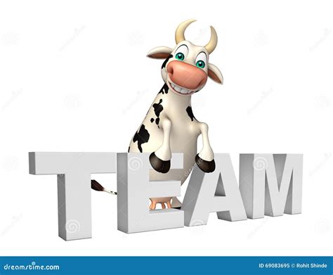 Cow Cartoon Character With Team Sign Stock Illustration Illustration