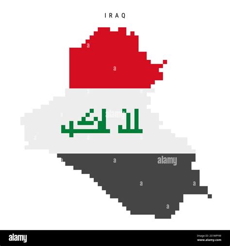Iraq Pixel Flag Map Icon Flat Vector Illustration Isolated On White
