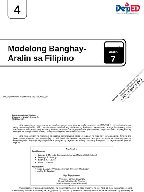 Q1lefilipino 4lesson 7week 7 Pdf