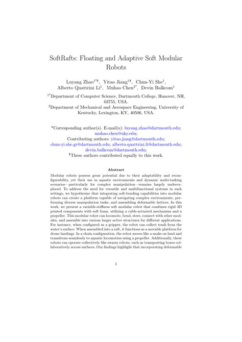 pdf softrafts floating and adaptive soft modular robots
