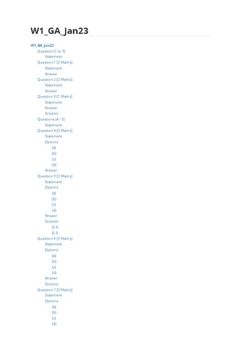 W1ga Jan23 Solution Week 1 Graded Assignment W1gajan W1gajan Question 1 To 3 Statement