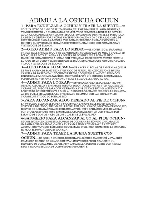 Adimu A La Oricha Ochun Pdf Cocina De Las Americas Cocinando